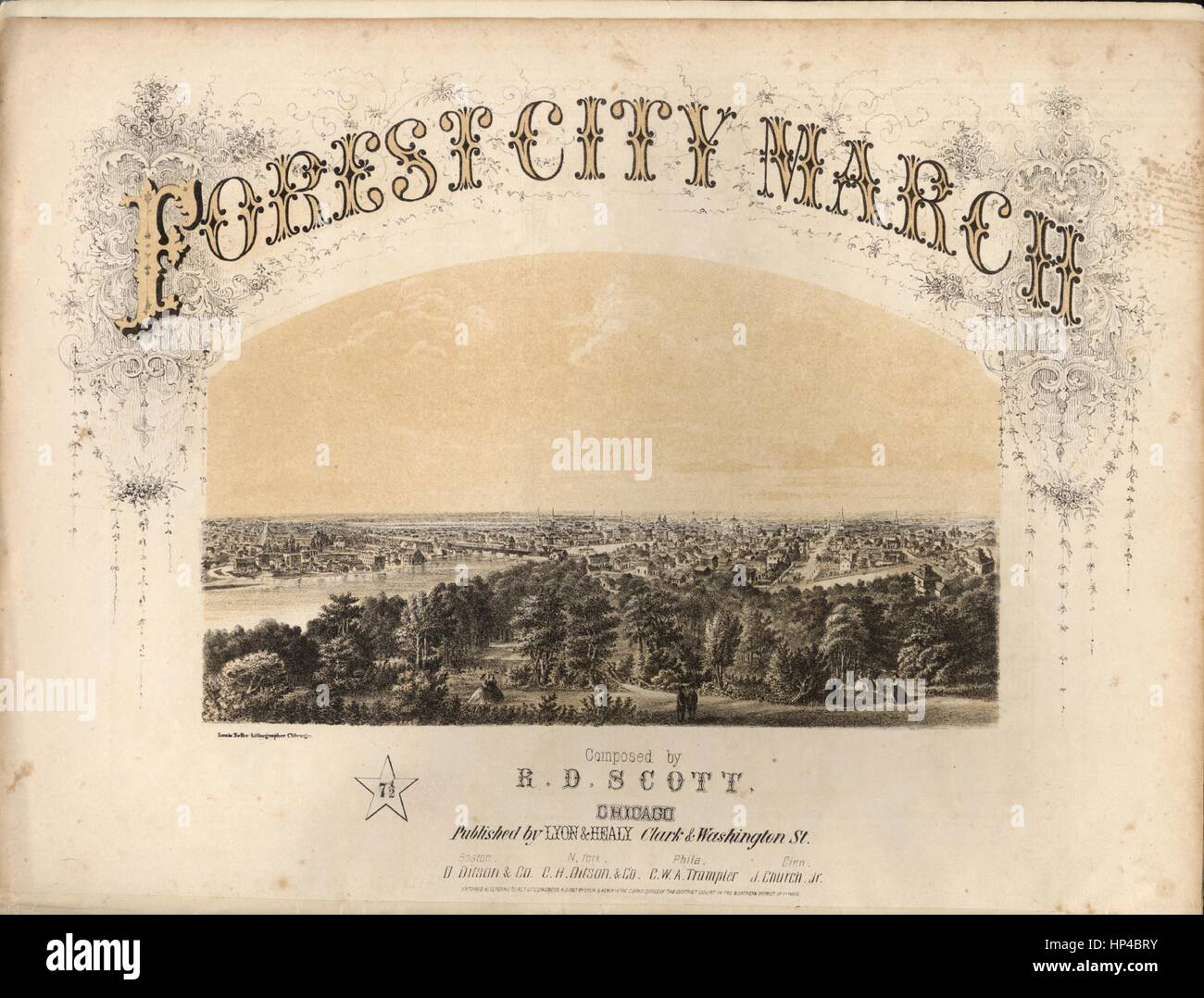 Sheet music cover image of the song 'Forest City March', with original ...