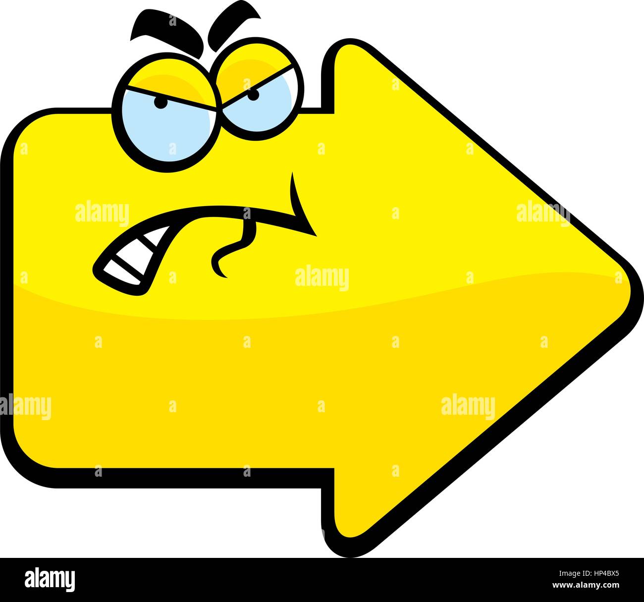 A cartoon yellow arrow with an angry expression Stock Vector Image ...