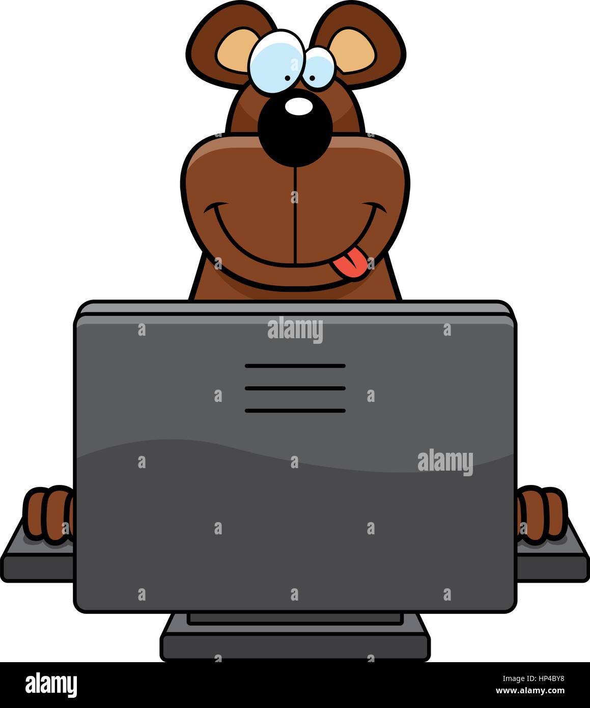 A happy cartoon bear with a computer Stock Vector Image & Art - Alamy