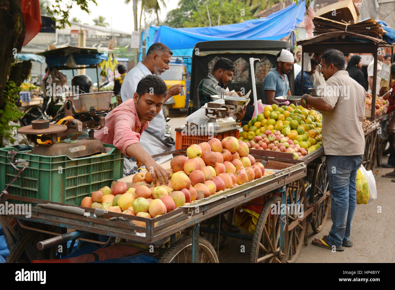 Mumbai, India - November 6, 2015 - Vegetable traders on indian crawford ...