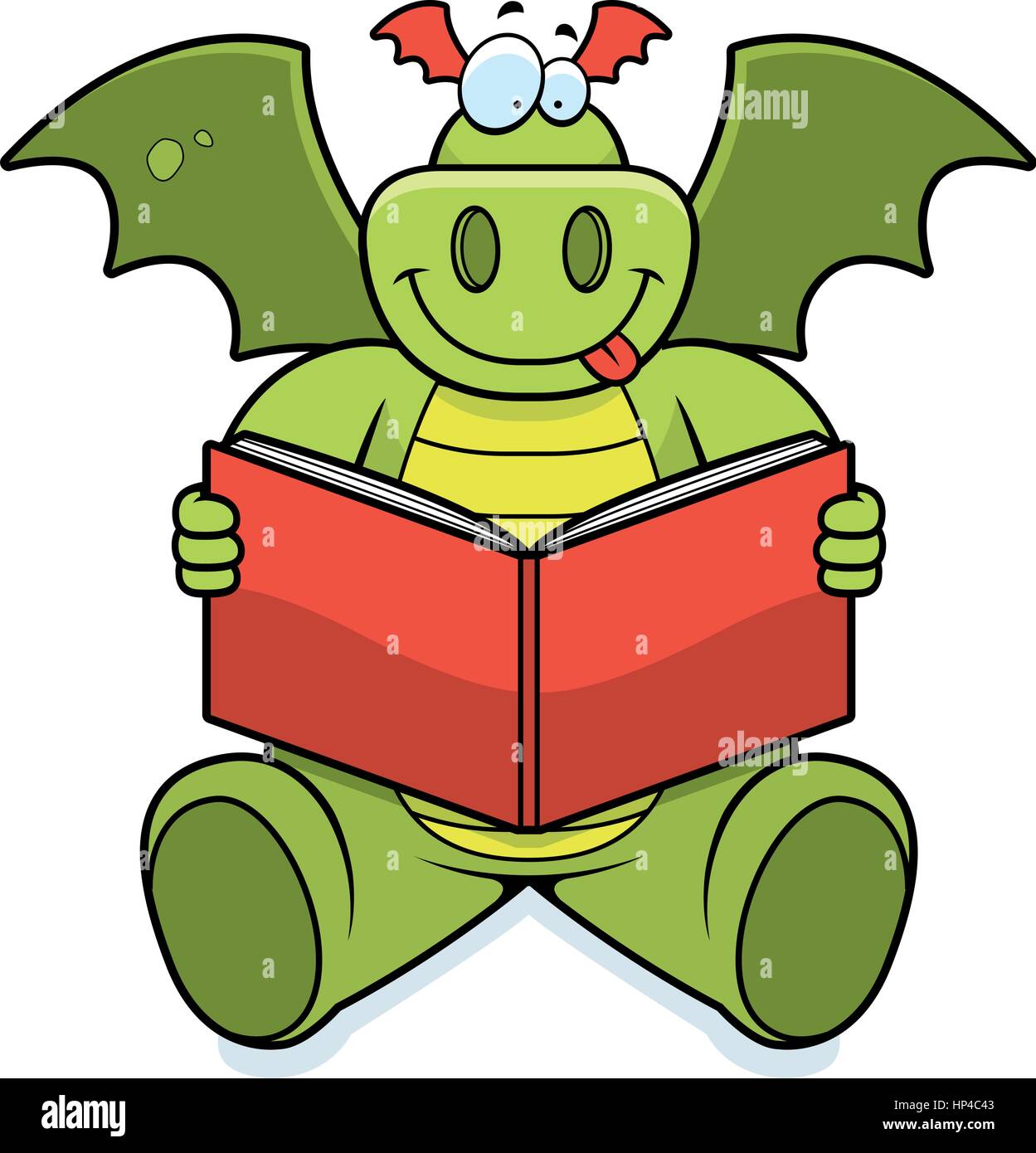 A happy cartoon dragon reading a book Stock Vector Image & Art - Alamy