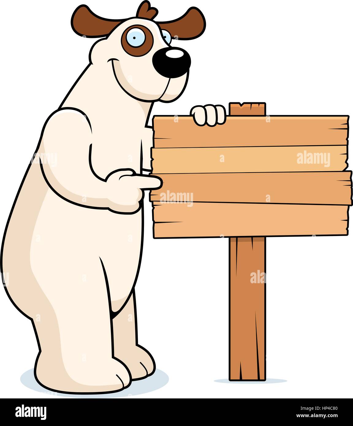 A happy cartoon dog with a wooden sign Stock Vector Image & Art - Alamy