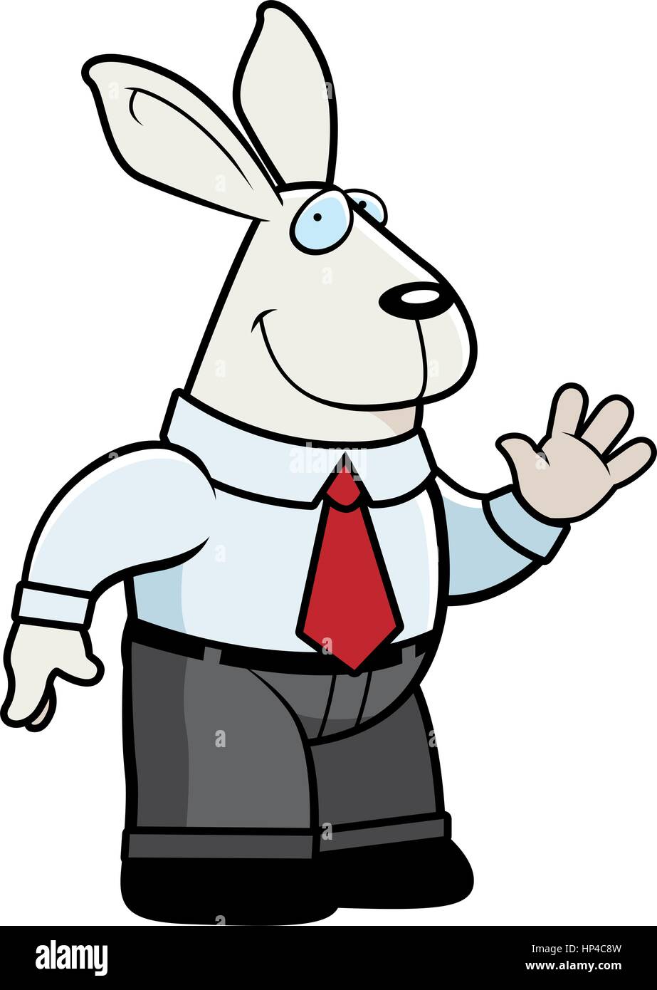 A happy cartoon rabbit businessman waving and smiling Stock Vector ...