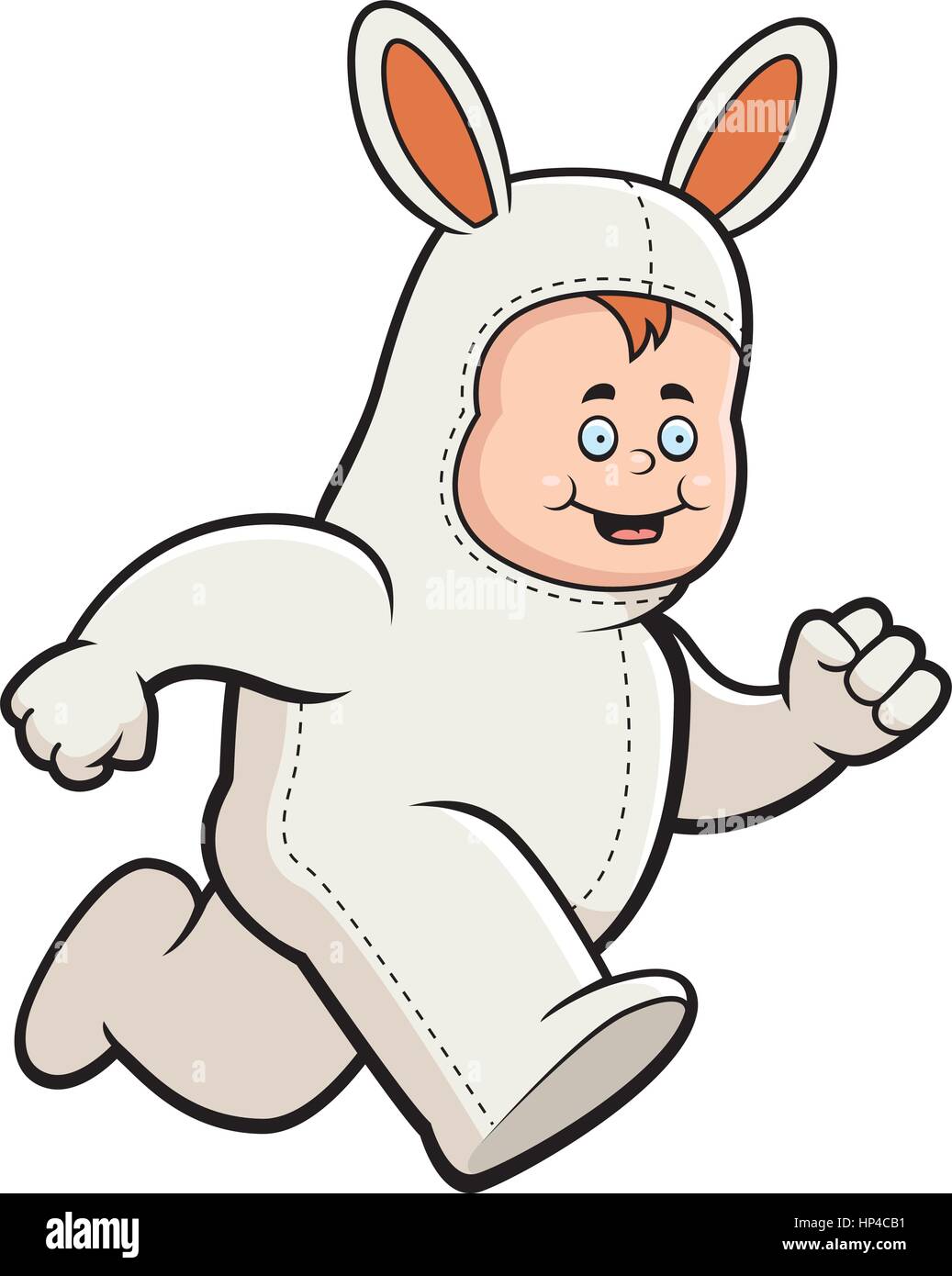 A happy cartoon child dressed in a rabbit costume Stock Vector Image ...