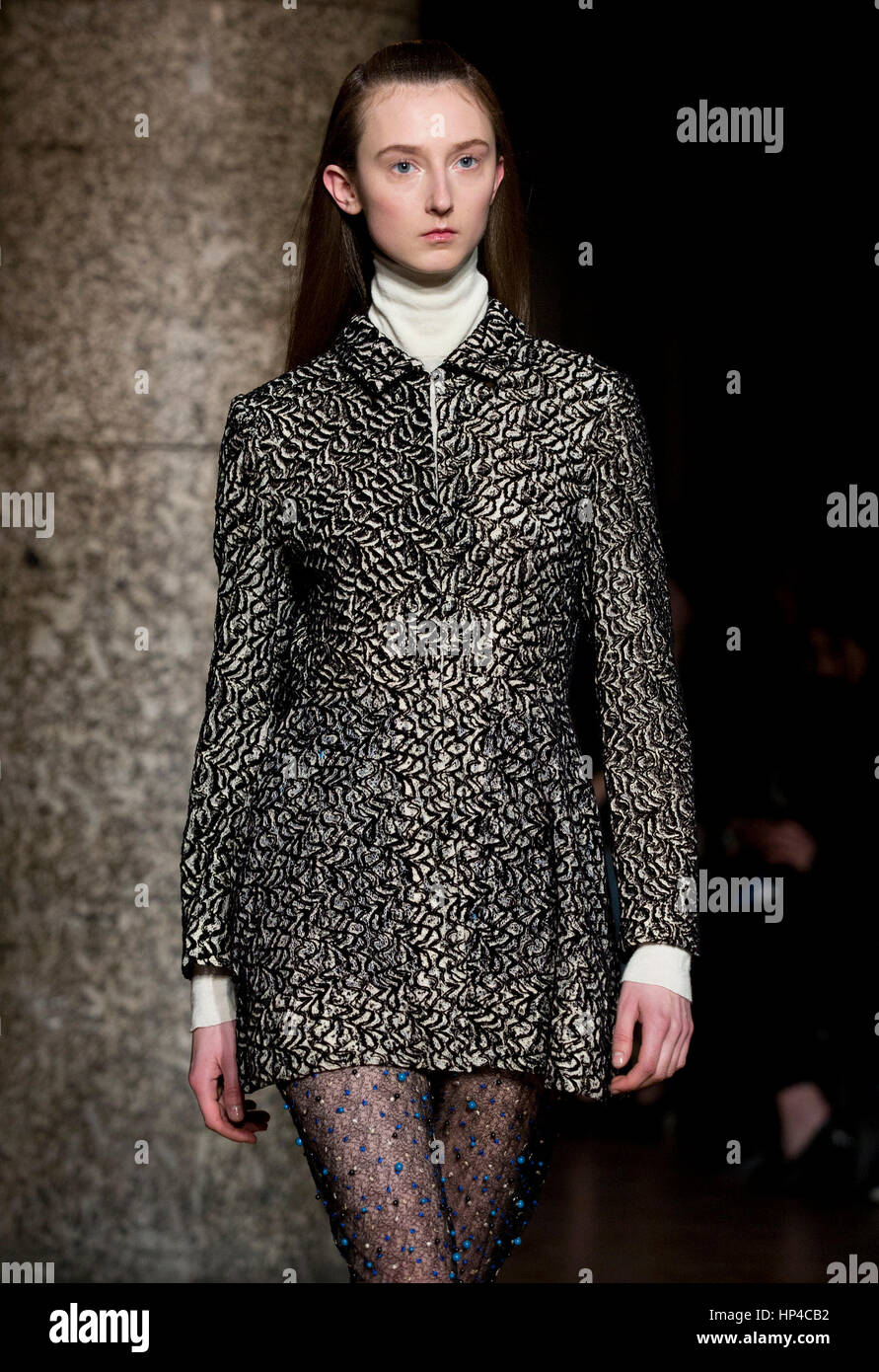 Models on the internet during the Emilia Wickstead Autumn/Winter 2017 ...