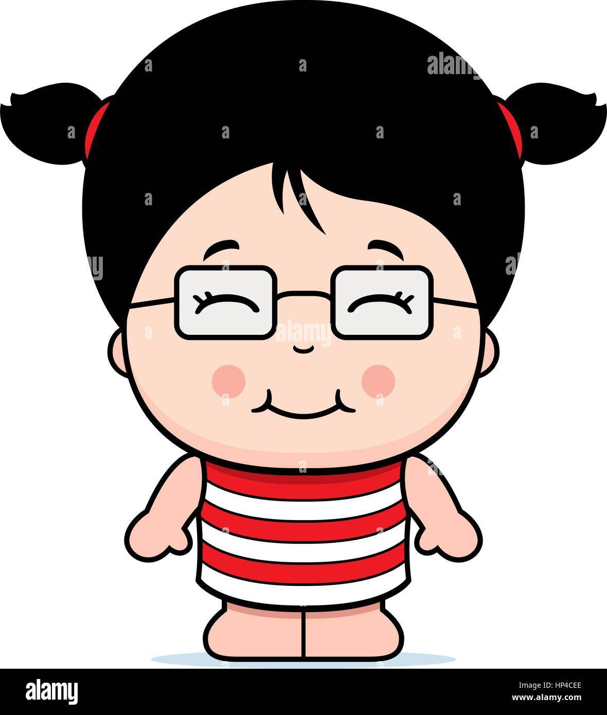 Happy Cartoon Girl With Glasses