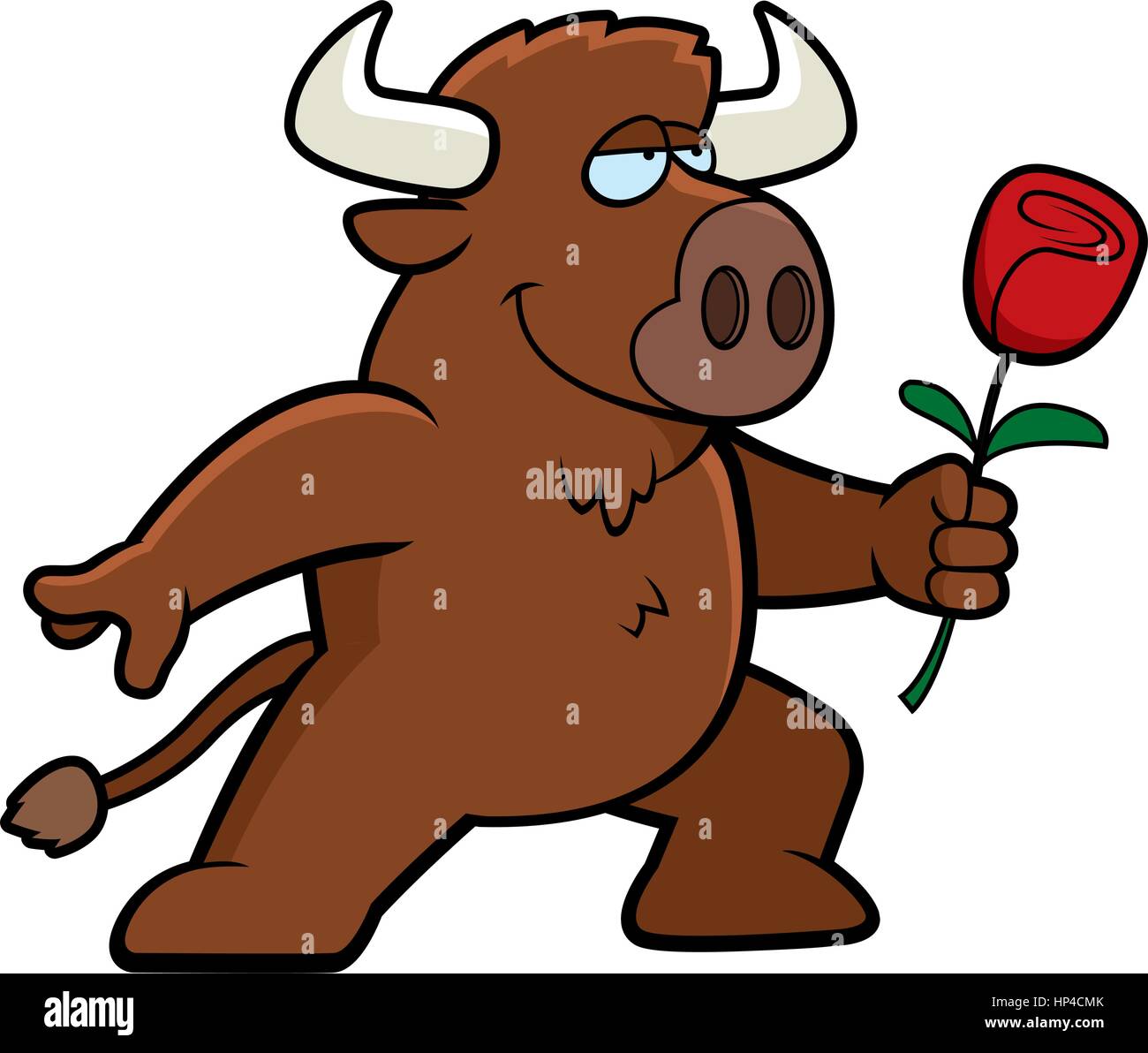 A happy cartoon buffalo with a flower Stock Vector Image & Art - Alamy