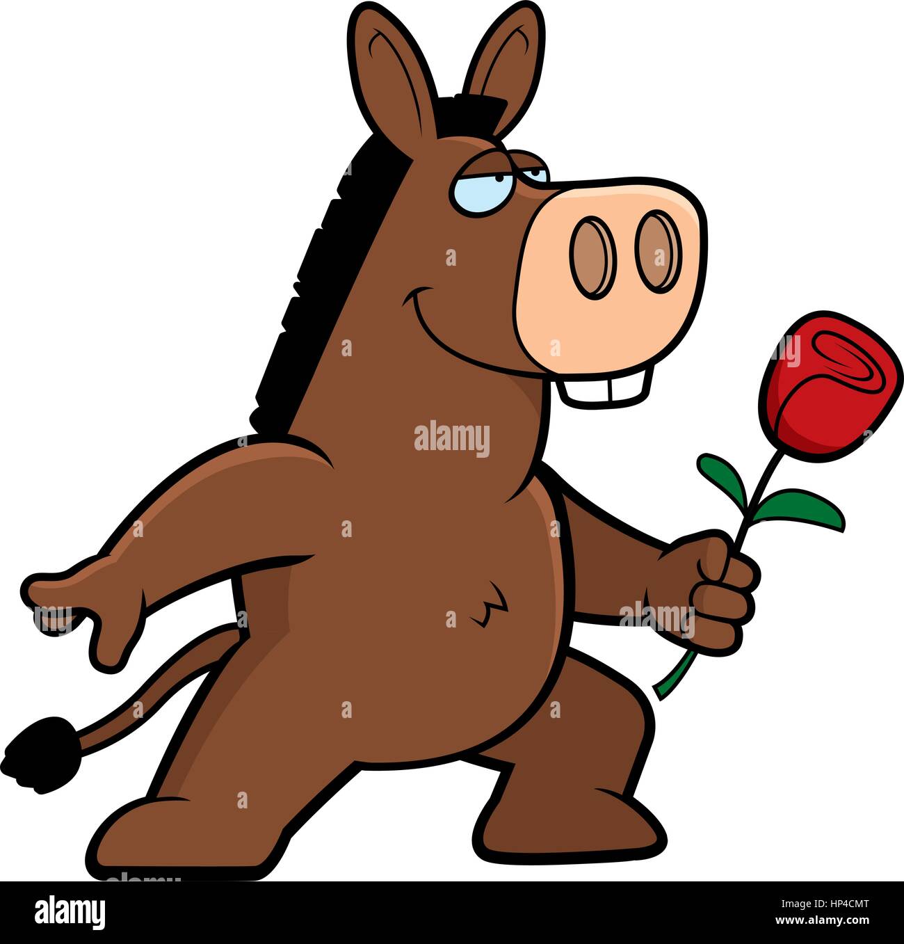 A happy cartoon donkey with a flower Stock Vector Image & Art - Alamy