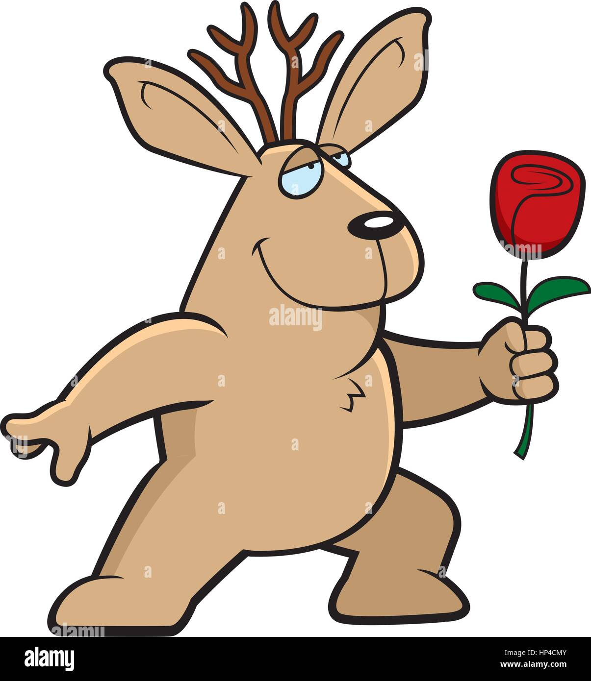 A happy cartoon jackalope with a flower Stock Vector Image & Art - Alamy