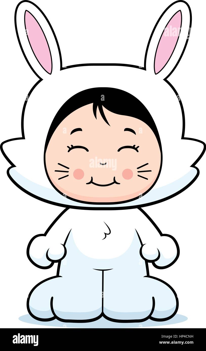 A happy cartoon girl in a rabbit costume Stock Vector Image & Art - Alamy