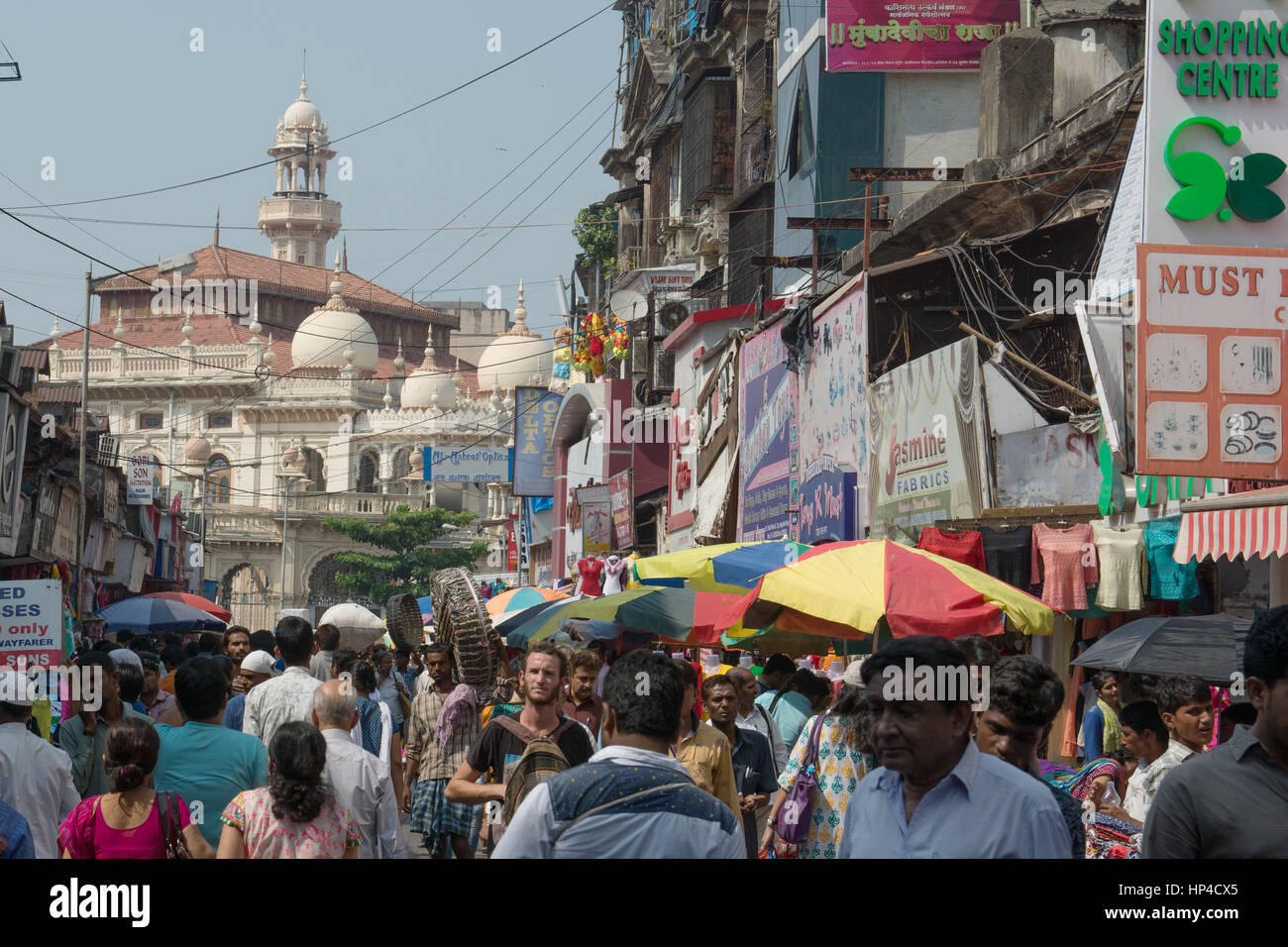 Mumbai, India - October 19, 2015 - Muslim area Bhendi Bazaar with ...