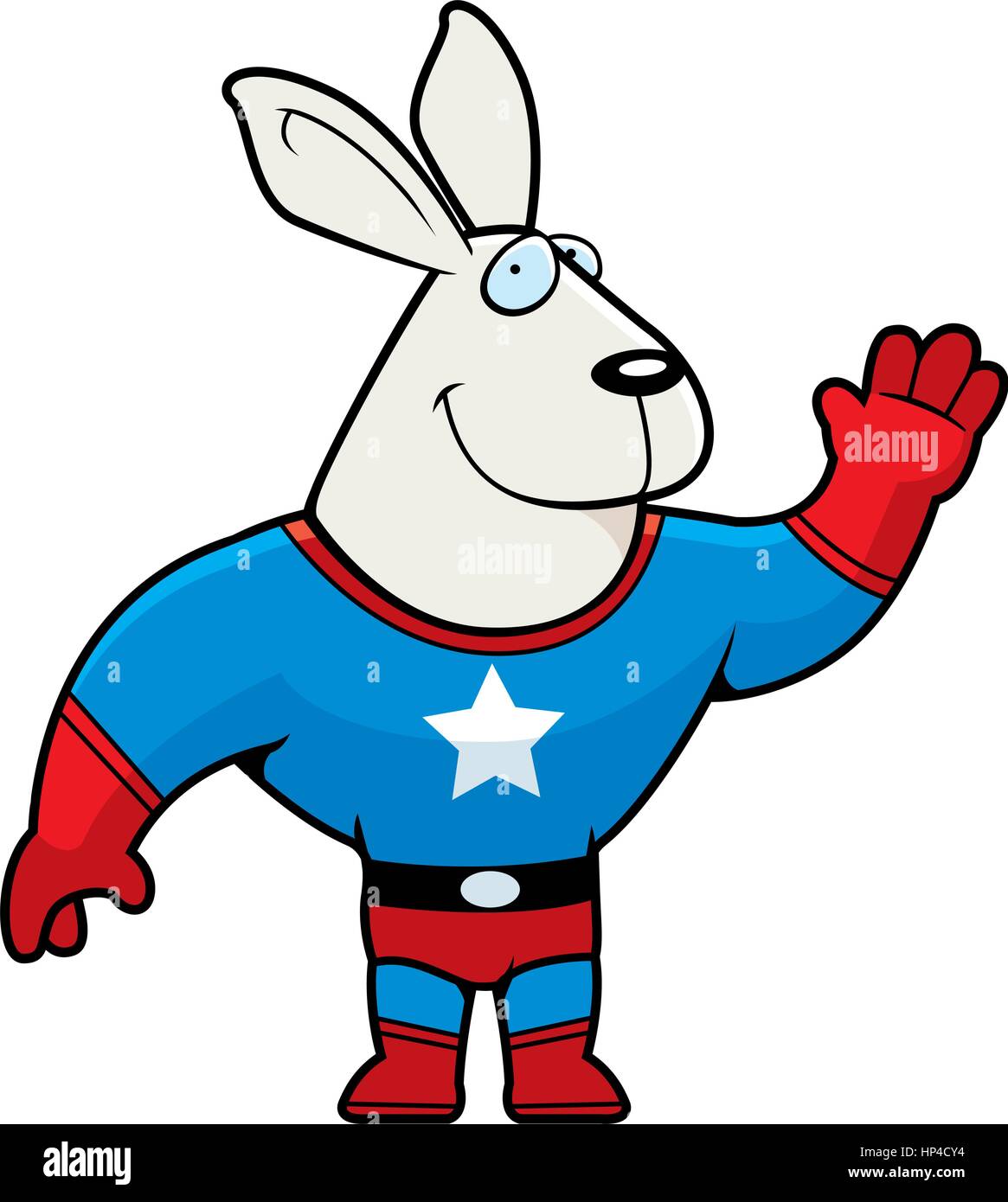 A happy cartoon superhero rabbit waving and smiling Stock Vector Image ...