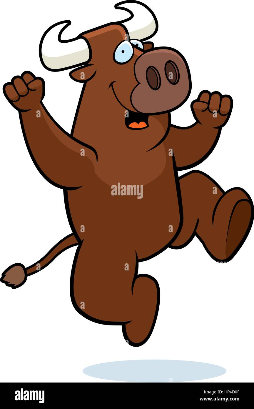 A happy cartoon bull jumping and smiling Stock Vector Image & Art - Alamy