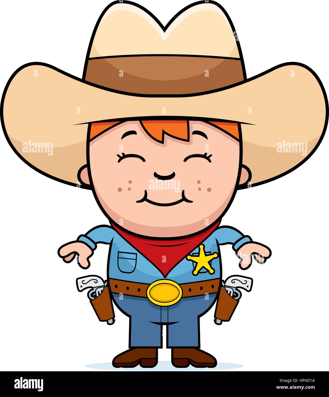 A happy cartoon kid sheriff standing and smiling Stock Vector Image ...