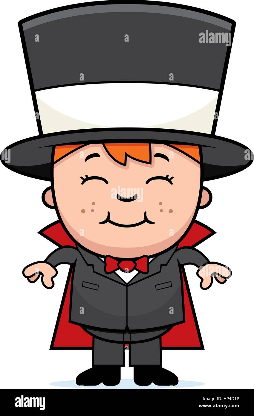 A happy cartoon kid magician standing and smiling Stock Vector Image ...