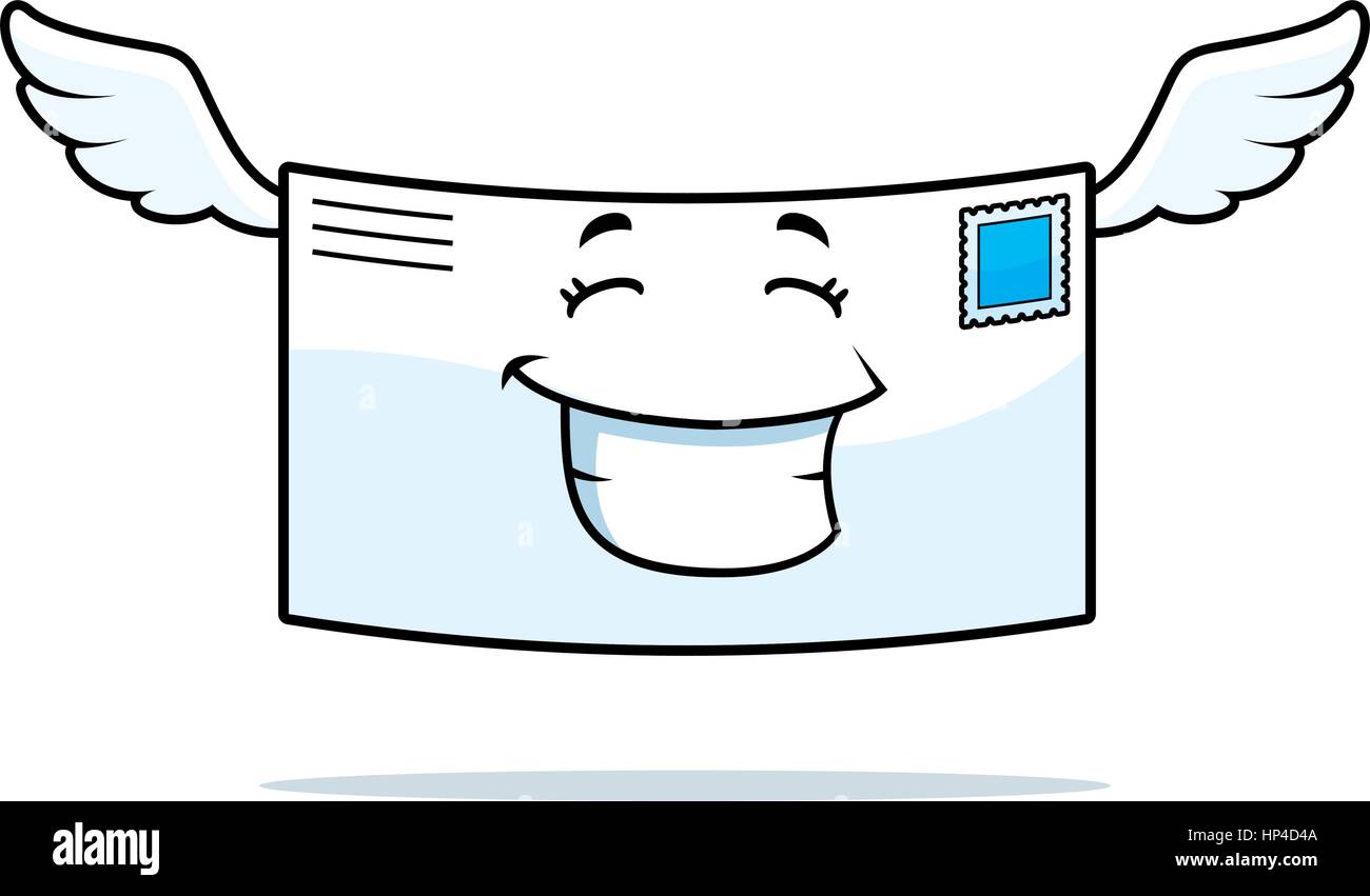 A happy cartoon stamped letter with wings Stock Vector Image & Art - Alamy