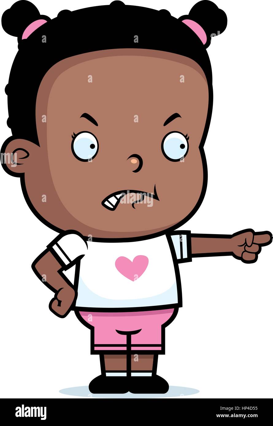 A cartoon toddler girl with an angry expression Stock Vector Image ...