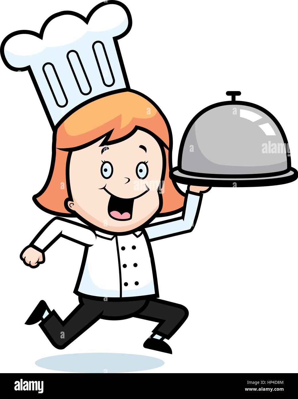 A happy cartoon kid chef delivering a tray of food Stock Vector Image ...