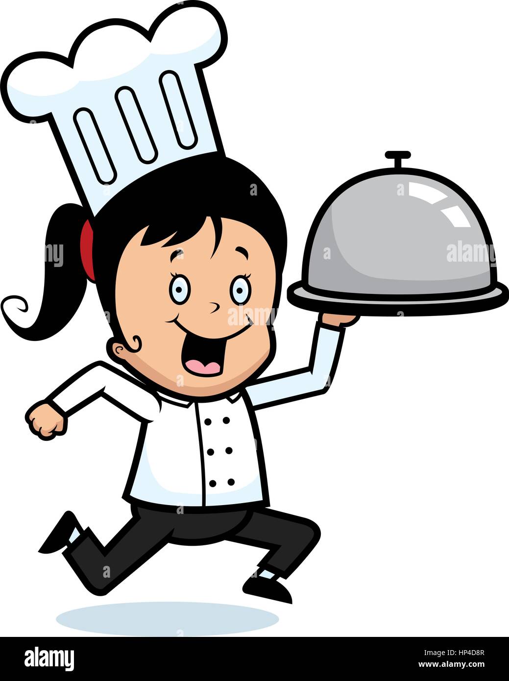 A happy cartoon kid chef delivering a tray of food Stock Vector Image ...