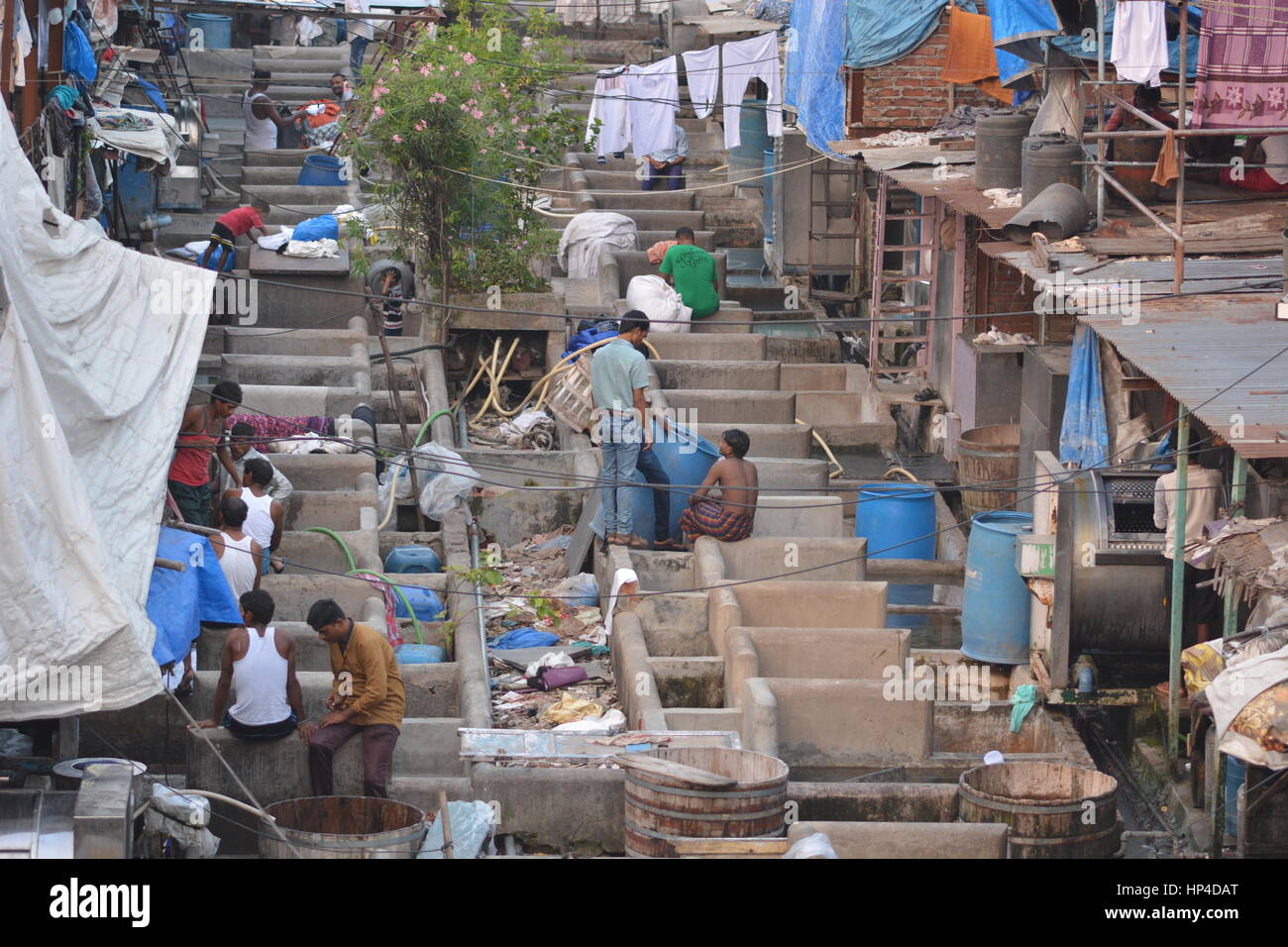 Mumbai, India - October 19, 2015 - Muslim washing spot Dhobi Ghat in ...