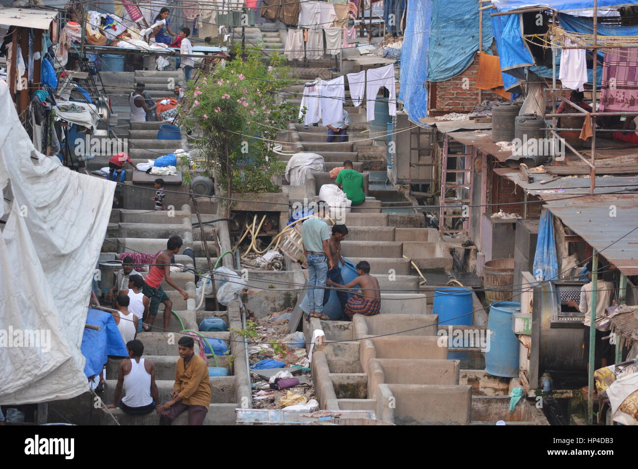 Mumbai, India - October 19, 2015 - Muslim washing spot Dhobi Ghat in ...