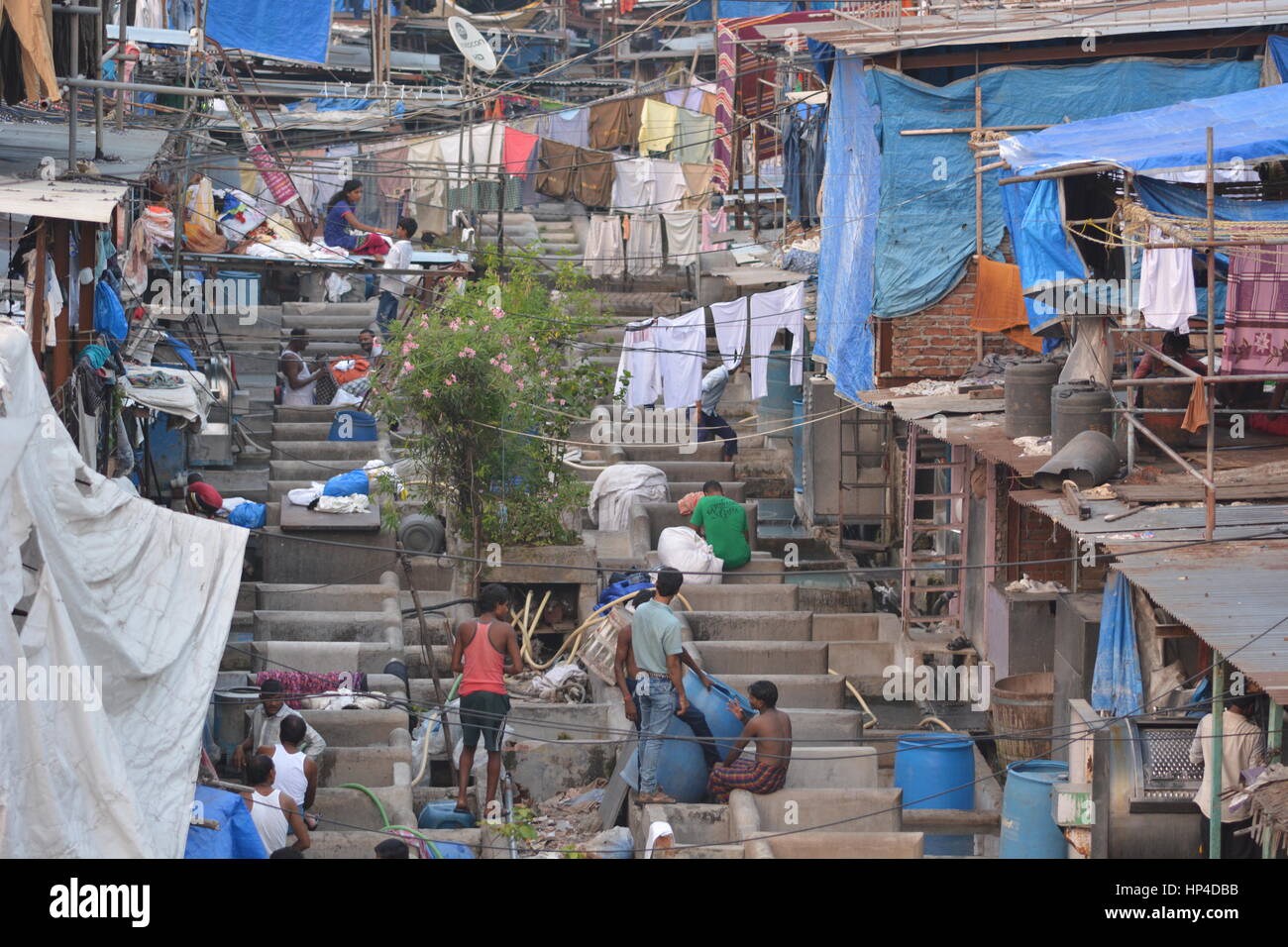Mumbai, India - October 19, 2015 - Muslim washing spot Dhobi Ghat in ...