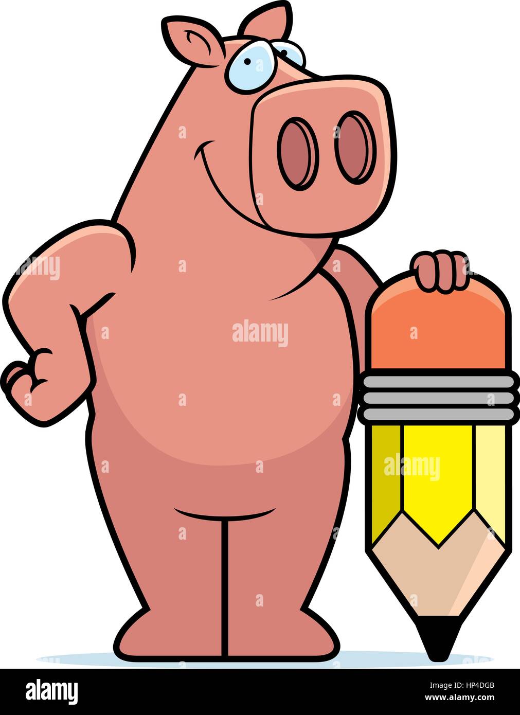 A happy cartoon pig with a pencil Stock Vector Image & Art - Alamy