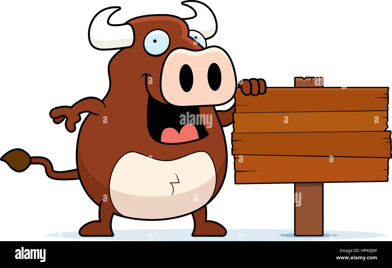 A happy cartoon bull with a sign Stock Vector Image & Art - Alamy