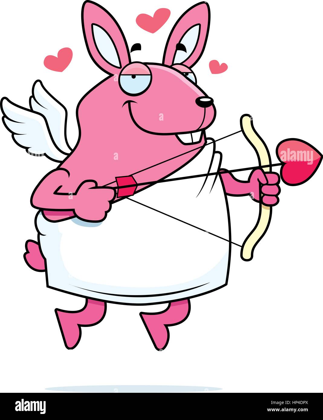 A happy cartoon rabbit cupid with a bow and arrow Stock Vector Image ...