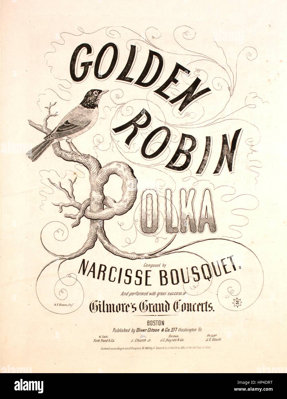 Sheet music cover image of the song 'Golden Robin Polka', with original ...