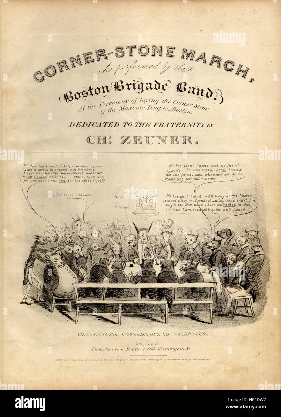 Sheet music cover image of the song 'Corner-Stone March', with original ...