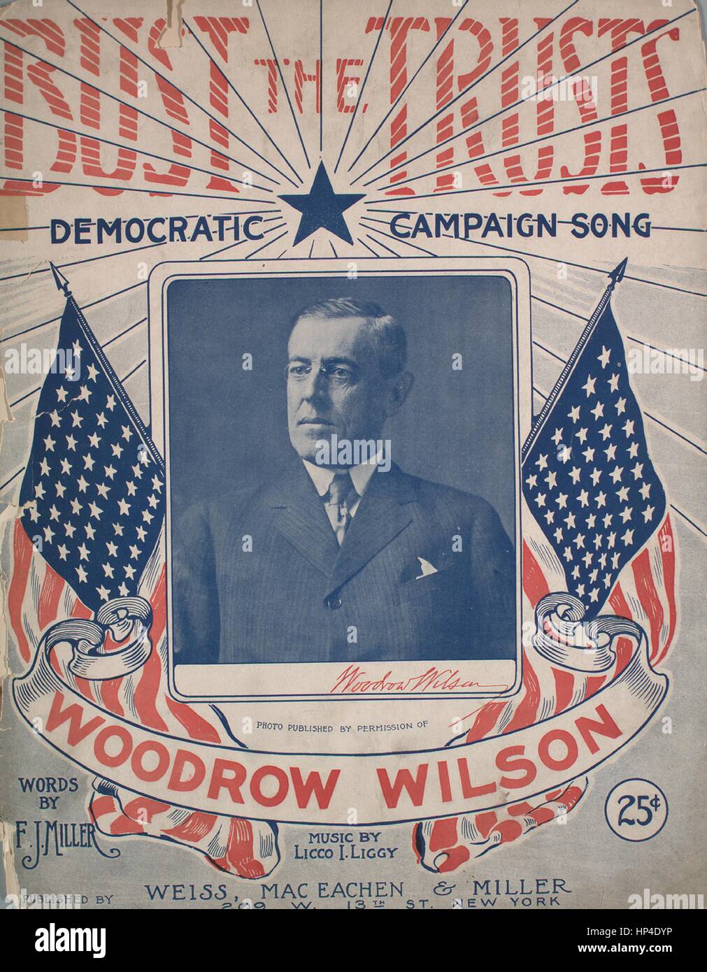 Sheet music cover image of the song 'Bust the Trusts Democratic ...