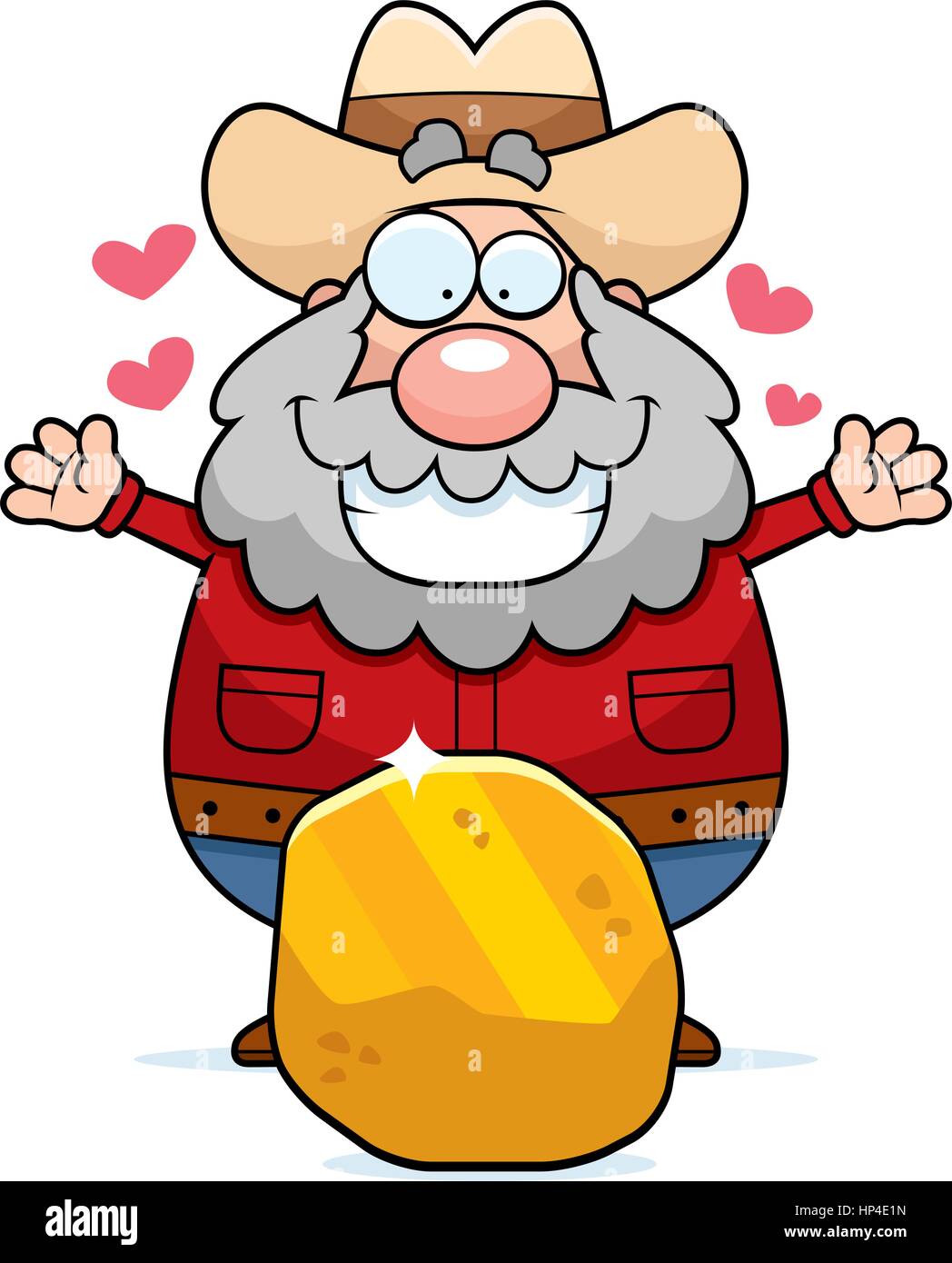 A Happy Cartoon Prospector With A Gold Nugget Stock Vector Image And Art Alamy