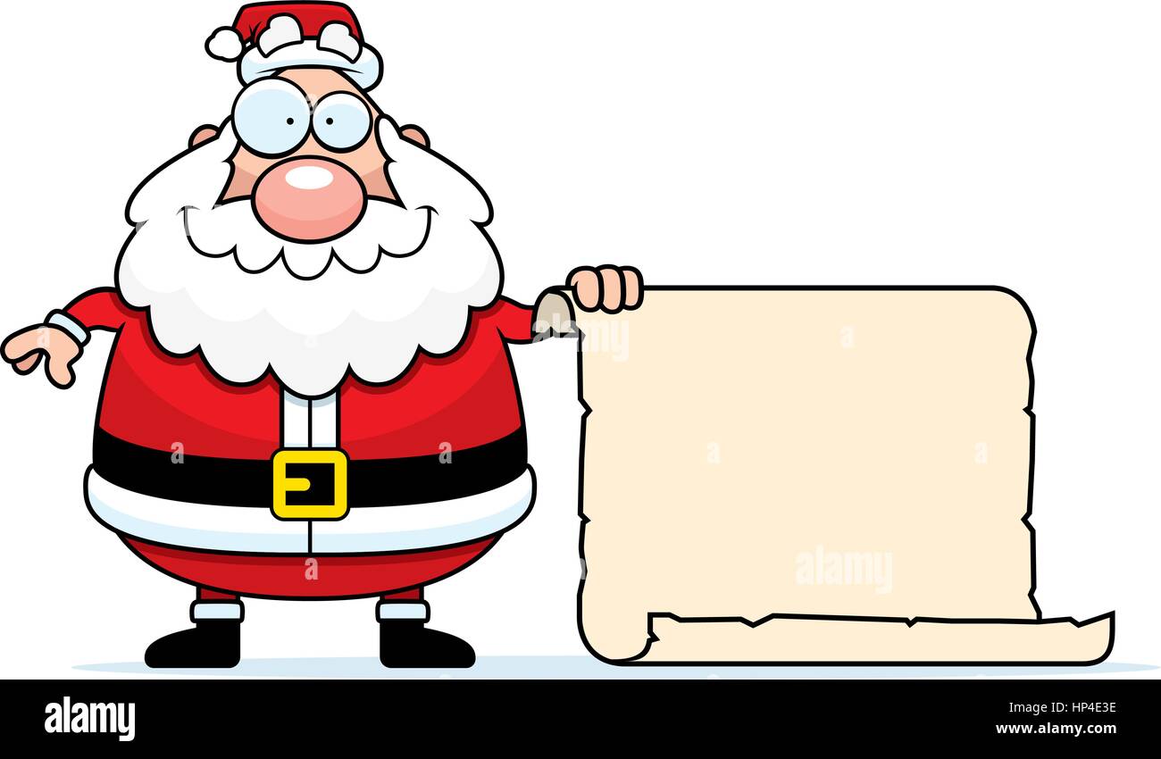 A happy cartoon Santa Claus with his list Stock Vector Image & Art - Alamy