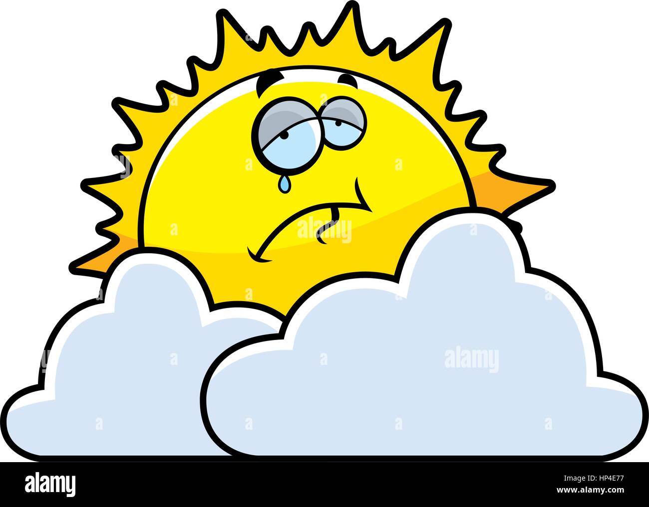 A cartoon sun looking sad behind some clouds Stock Vector Image & Art ...