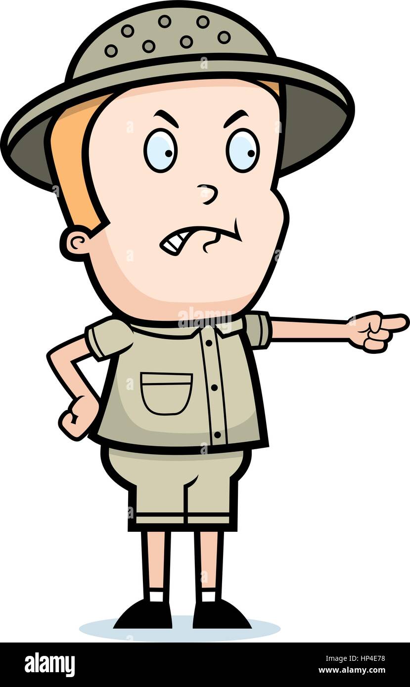Cartoon child explorer angry pointing hi-res stock photography and ...