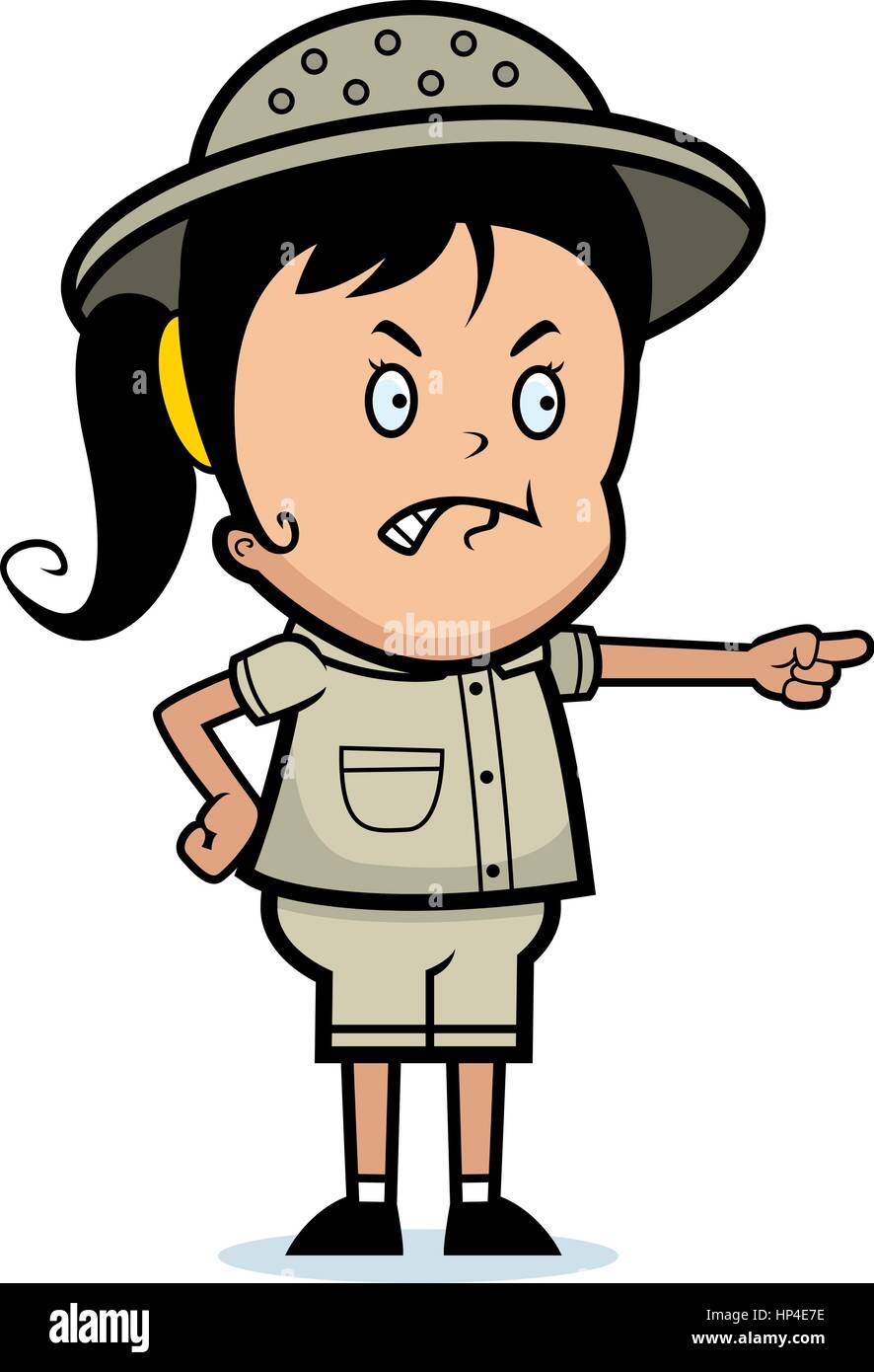 A cartoon girl explorer with an angry expression Stock Vector Image ...