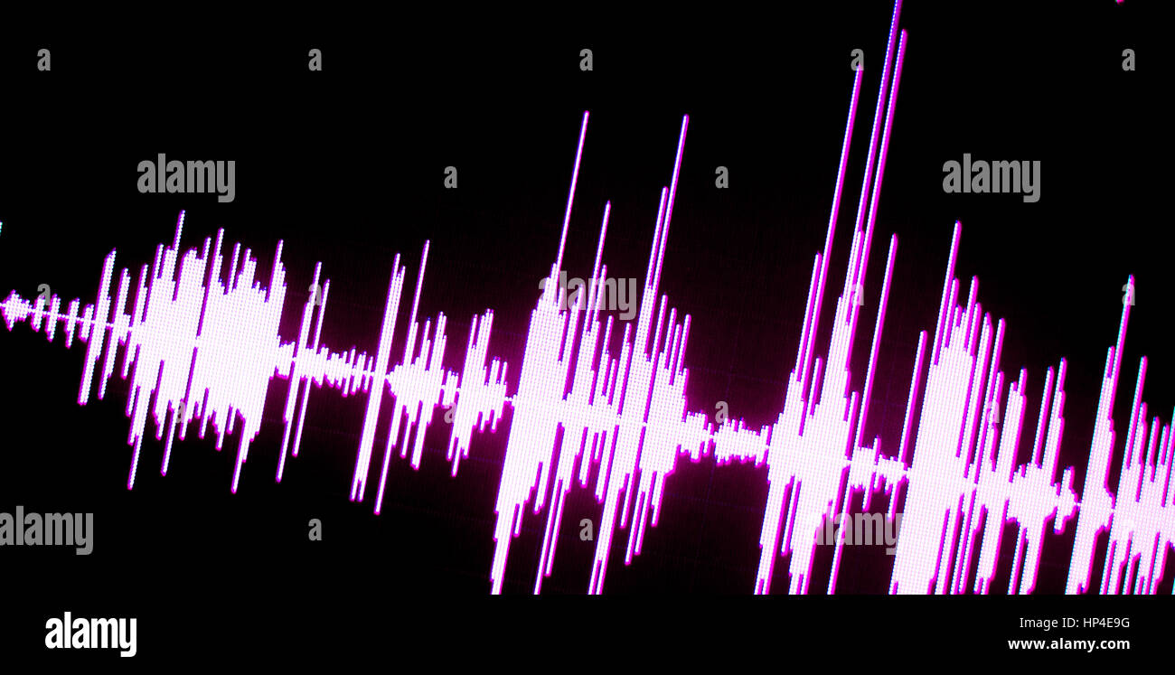 Sound recording studio audio wave on computer screen in professional ...