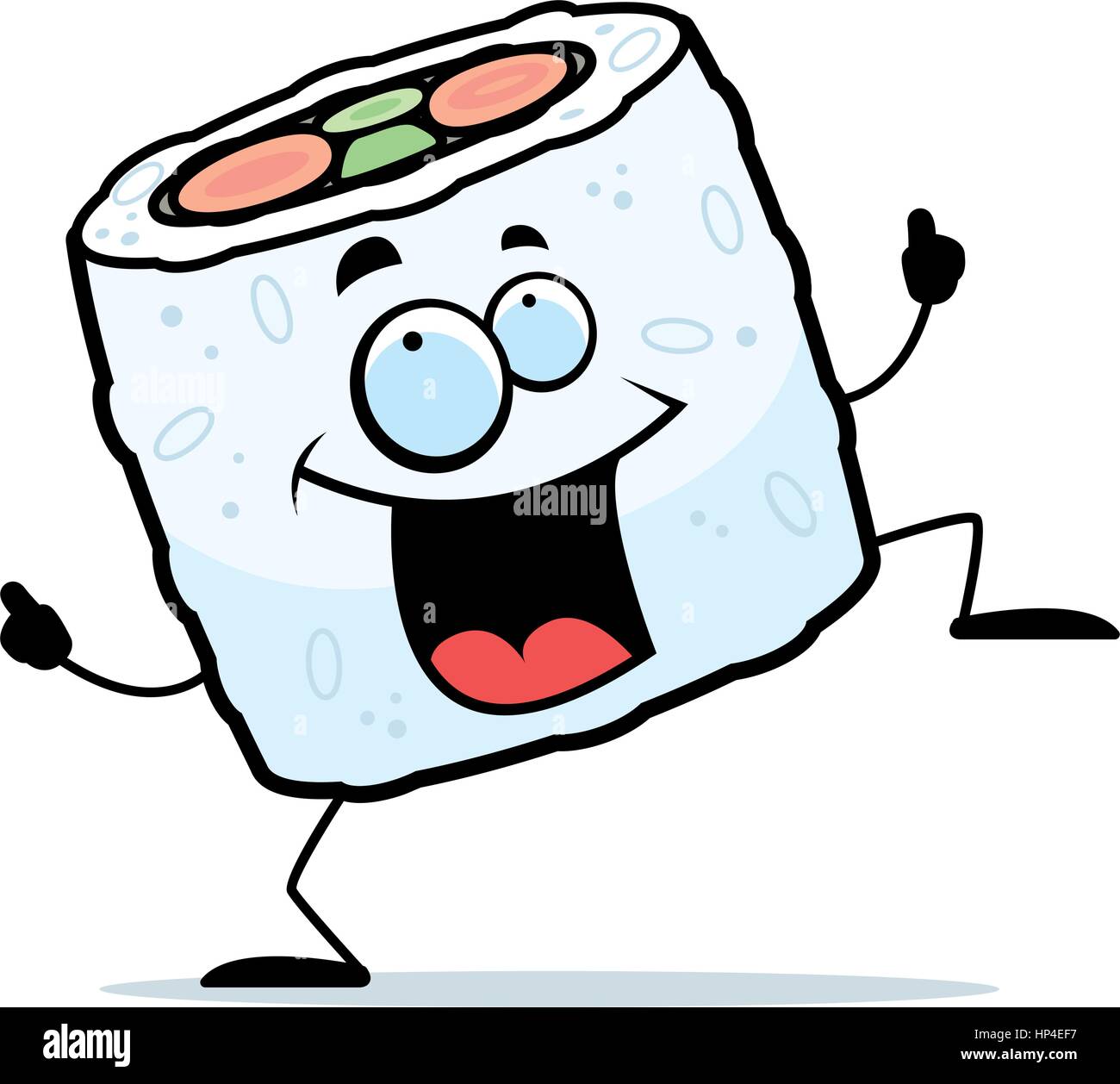 A happy cartoon piece of sushi dancing and smiling Stock Vector Image ...