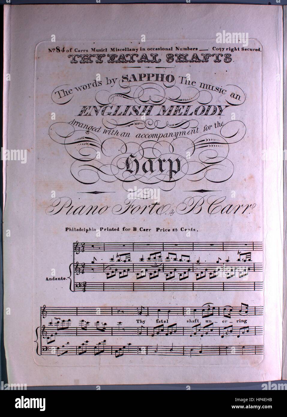 Sheet music cover image of the song 'Thy Fatal Shafts', with original ...