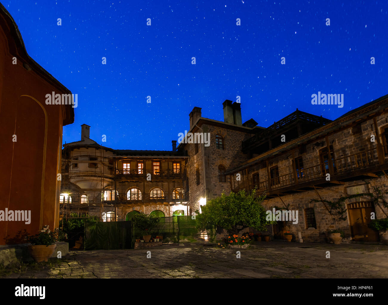 Karakalou medieval Monastery building details on Holy Mount Athos Stock ...