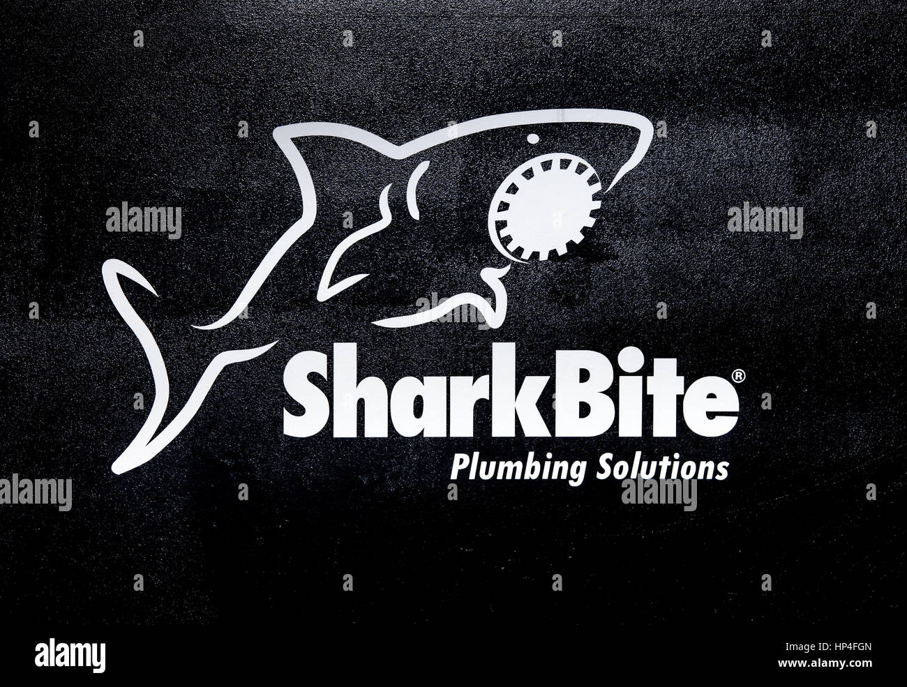 Moscow, Russia - February, 2016: SharkBite company logo. Printed ...