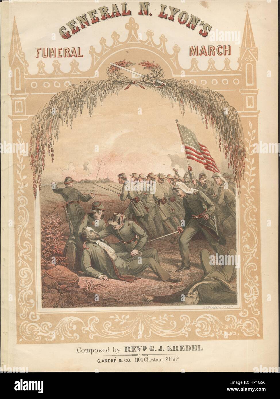 Sheet music cover image of the song 'General N Lyon's Funeral March ...
