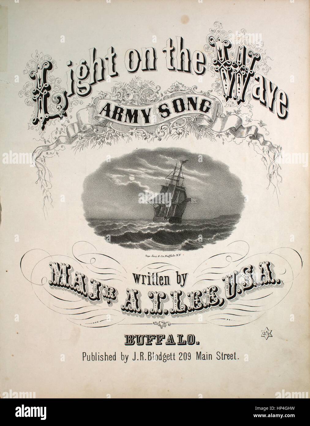 Sheet music cover image of the song 'Light on the Wave Army Song', with ...