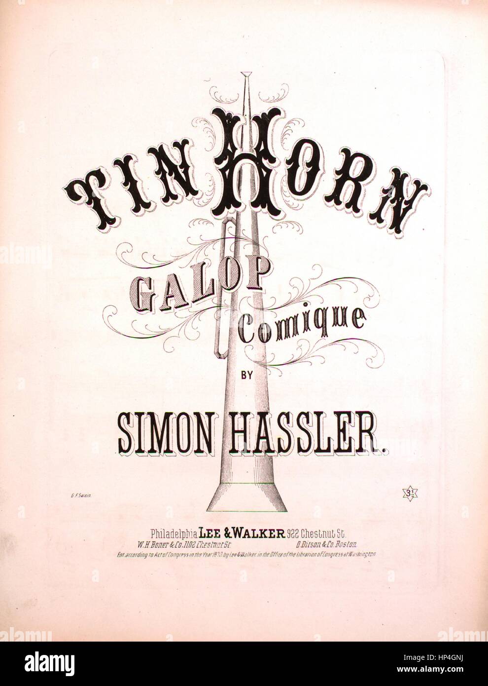 Sheet music cover image of the song 'Tin Horn Galop Comique', with ...