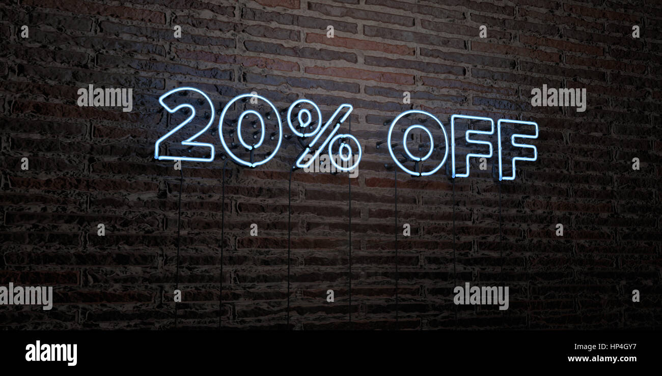 20% OFF -Realistic Neon Sign on Brick Wall background - 3D rendered ...