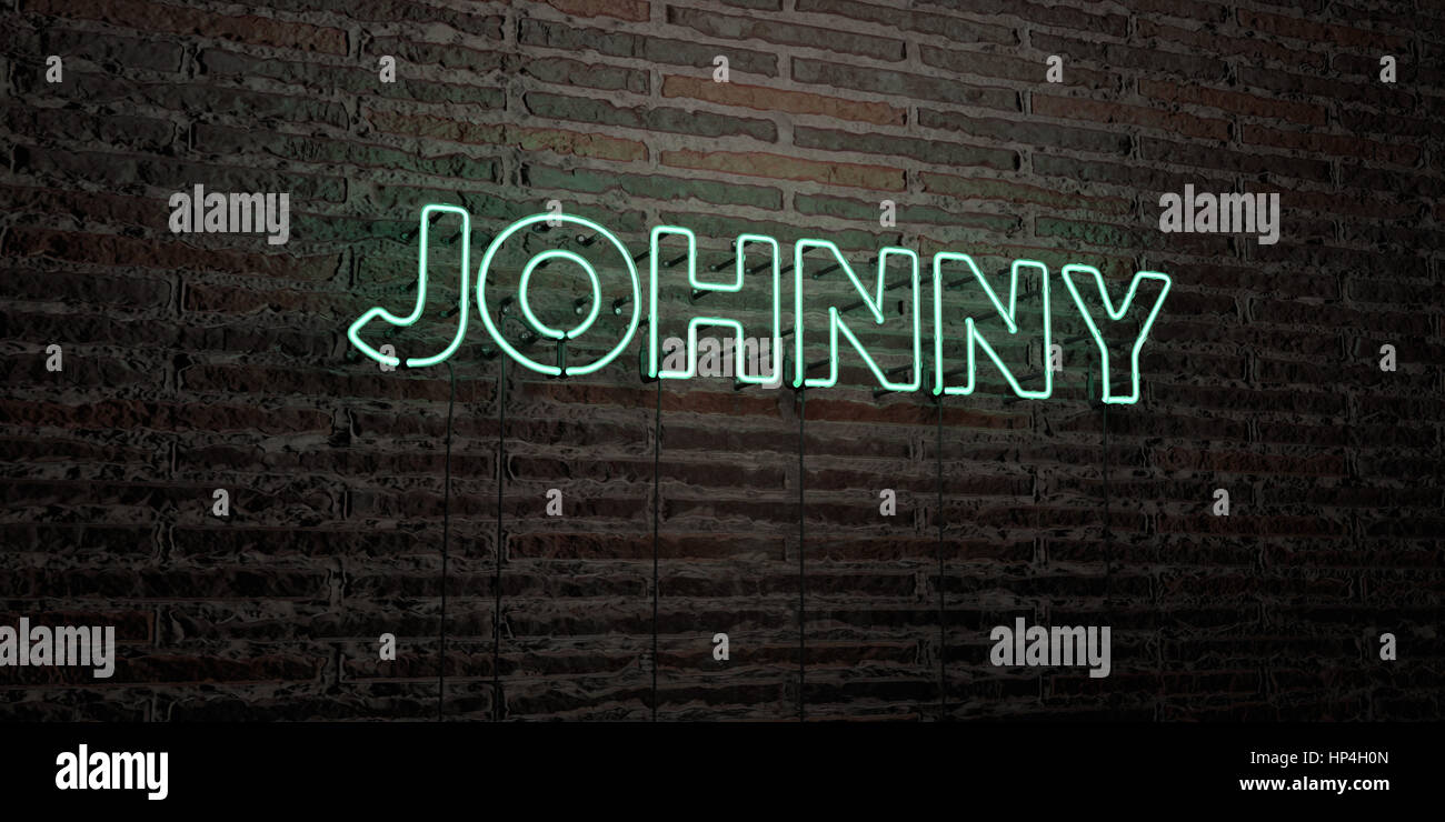 JOHNNY -Realistic Neon Sign on Brick Wall background - 3D rendered ...