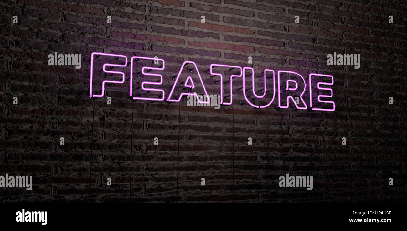 FEATURE -Realistic Neon Sign on Brick Wall background - 3D rendered ...