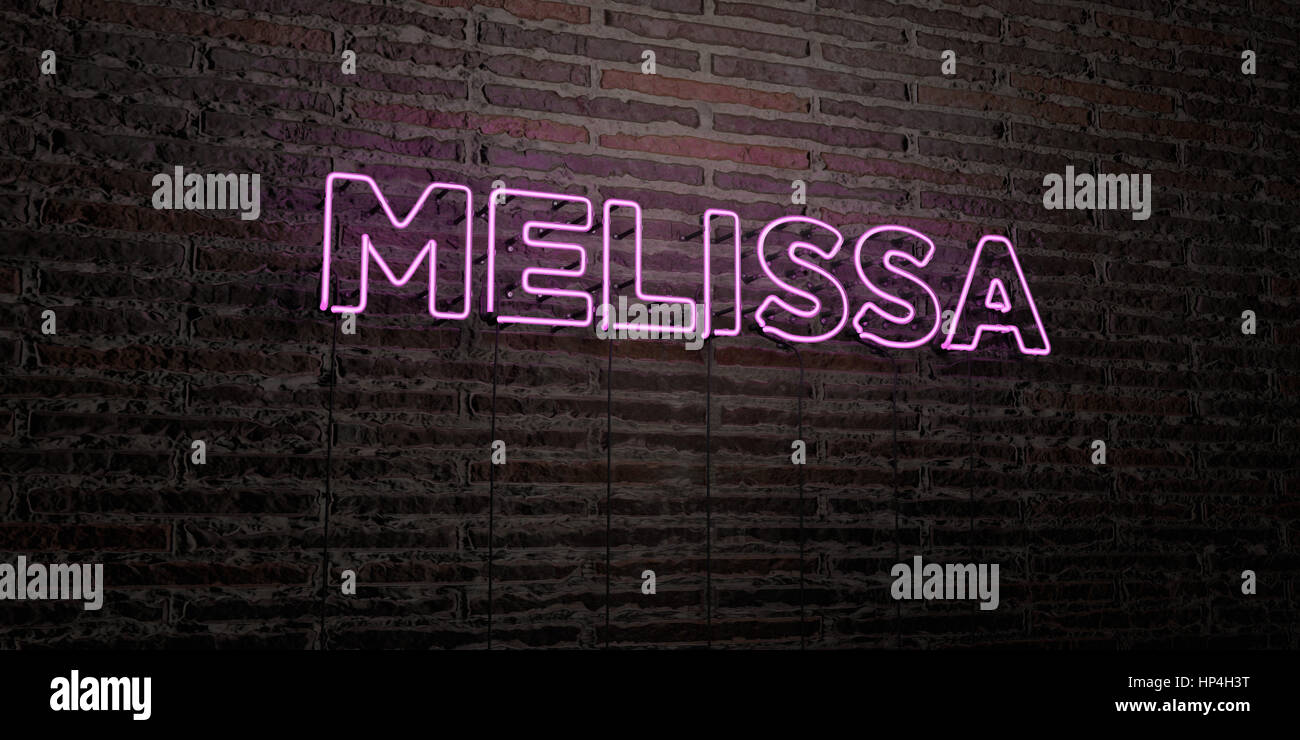 MELISSA -Realistic Neon Sign on Brick Wall background - 3D rendered ...