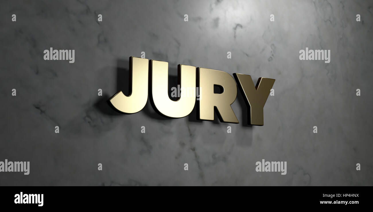 Jury - Gold sign mounted on glossy marble wall - 3D rendered royalty ...